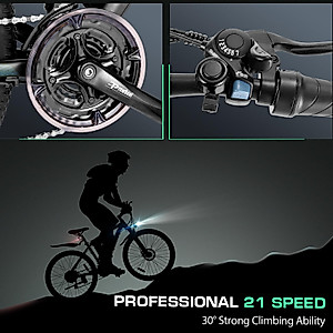 Vivi Electric Bike, 27.5" Electric Bike for Adults, Peak 750W Ebike 22MPH Electric Mountain Bike with 48V 499.2WH Battery, Up to 50 Miles, 21 Speed Adult Electric Bicycles, UL 2849 Certified