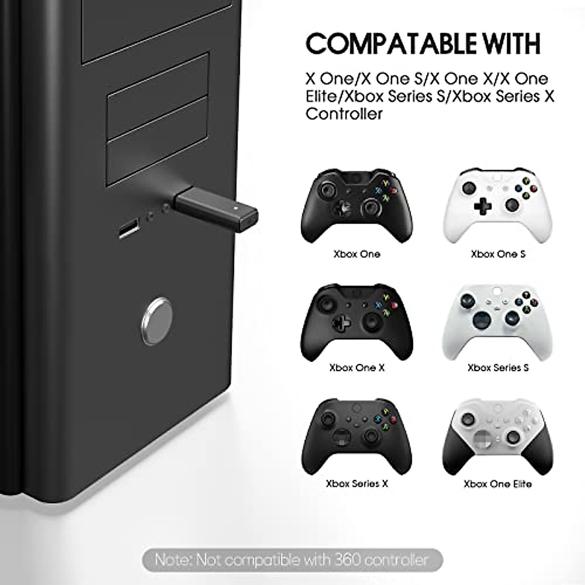 Smlau XB2 Wireless Adapter Compatible with Xbox One Controller & Xbox Series X for Windows 7/8/8.1/10/11