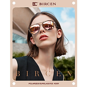 BIRCEN Polarized Sunglasses for Women UV - Protection Womens Retro Mirrored Pink Aviator Shades with Acetate Frame BC2001