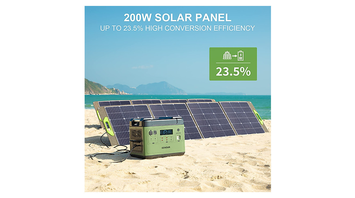 EENOUR 200W Portable Solar Panels 19.5V/39V Switchable, MC4 Output ...
