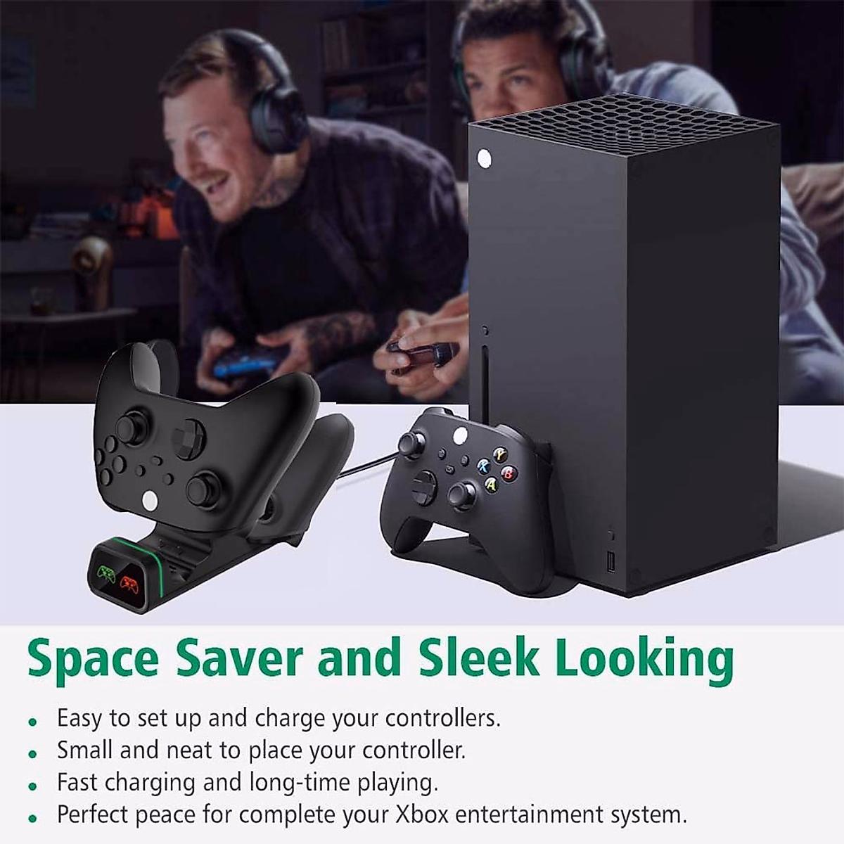 Jackky Controller Charger for Xbox One, Xbox Series & One SX, Dual Controller, Including 4 Covers Fits One& Series Controller