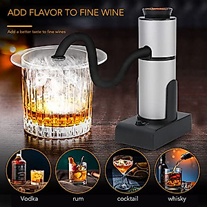 Cocktail Smoker Kit, Drink Cocktail Smoker Adjustable Gear Aluminum and Zinc Alloy Handheld Smoke Infuser Kit for Kitchen for Your Friends Husband(Silver)