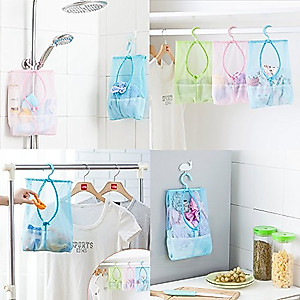 Cosmos Pack of 3 Assorted Colors Clothespin Bag with Hanger Multi-Purpose Mesh Organizer Bag