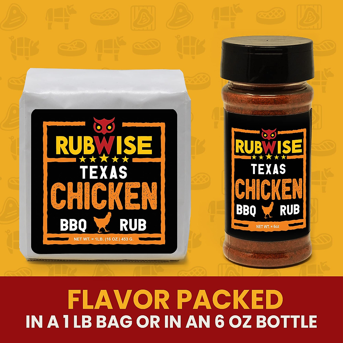 RubWise Texas Style BBQ Chicken Rub (1lb) | Premium Texan BBQ Rubs and Spices for Smoking and Grilling | Great for Chicken, Turkey, Duck, and Seafood |Poultry & Meat Seasoning Spice Dry Rub (No MSG)