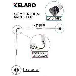 Magnesium Water Heater Anode Rod (44 inch Flexible) 3/4" NPT Thread for Rheem, Reliance, Richmond, Kenmore, GE by Kelaro