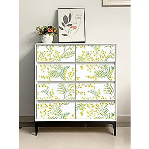 Floral Peel and Stick Wallpaper Leaf Wallpaper Green/Yellow Wallpaper Self-Adhesive Contact Paper Modern Green Leaf Wall Paper for Walls 15.5inch × 78.7 inch