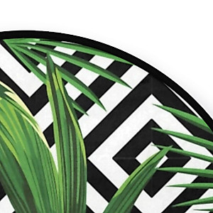keepcute Palm Tree Leaf Round Rug 36 inch Rug Summer Exotic Jungle Tropical Doormat Non-Slip Floor Mat Carpet for Bedroom Living Room Study Playing Carpet, 3' Diameter