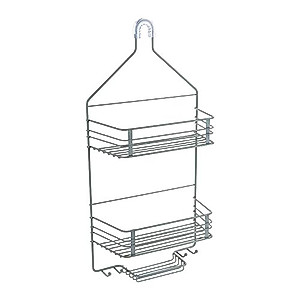 Bath Bliss 2 Tier Linear Hanging Shower Caddy | Bathroom Storage & Organization | Shower Head Hang | Holds Large Bottles | Soap Dish | Accessory Hooks | Grey