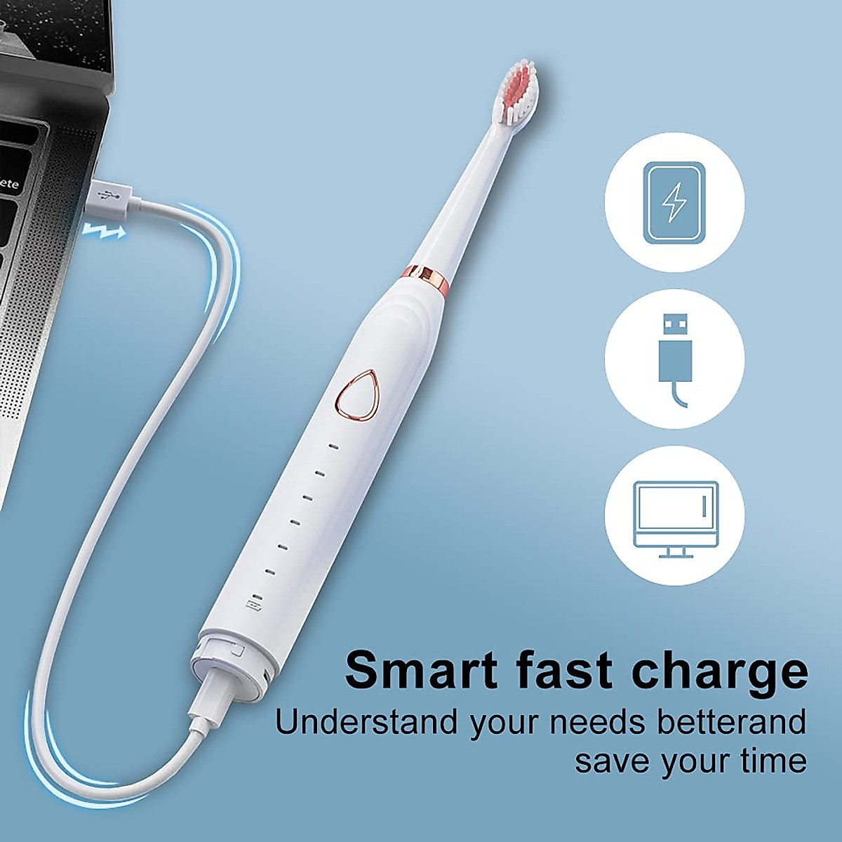 DAHOKO Electric Toothbrush for Adults, Smart Timer & Sonic Cleaning Toothbrush Electric, with 6 Brushing Modes, Brushing Cleansing Massage 3-in-1 Multifunction Electric Toothbrushes Set, White