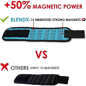 Magnetic Wristband, BLENDX Men Stocking Stuffers Gifts Tool with Strong Magnets for Holding Screws, Nails, Drill Bits Cool Tools for Father's Day Gift for Him, Men, Husband, Dad, Guys, DIY-er