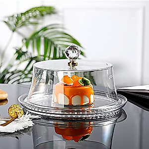 Hiceeden 10 Inch Acrylic Cake Stand with Dome Lid, Clear Cake Plate with Cover, Serving Platter with Lid for Display, Party, Dinner, Dessert