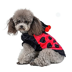 Mogoko Ladybug Dog Costumes, Pet Halloween Cosplay Hoodies, Adorable Ladybird Cat Costume,Animal Fleece Hoodie Warm Outfits Clothes