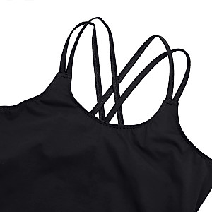 Kvysinly Women's Camisole Leotard Spaghetti Straps Ballet Dance Costumes Gymnastics Dancewear One Piece Jumpsuit Black Small