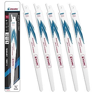 EZARC Reciprocating Saw Blade Bi-Metal Cobalt Sabre Saw Blades for Multi-Purpose 9-Inch 10/14TPI R925DG (5-Pack)