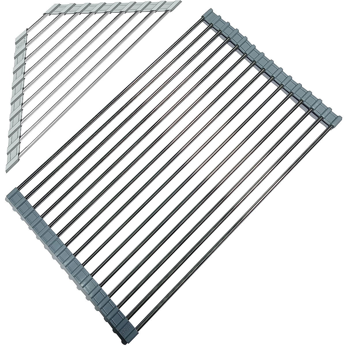 Multi-Function Roll-up Drying Rack Sink Sponge Holder in Sink Dish Drying Rack Corner Sink Strainer for Kitchen Sink Caddy Corner Sink Strainer Over The Sink Shelf (Dish Drying Rack Combination)