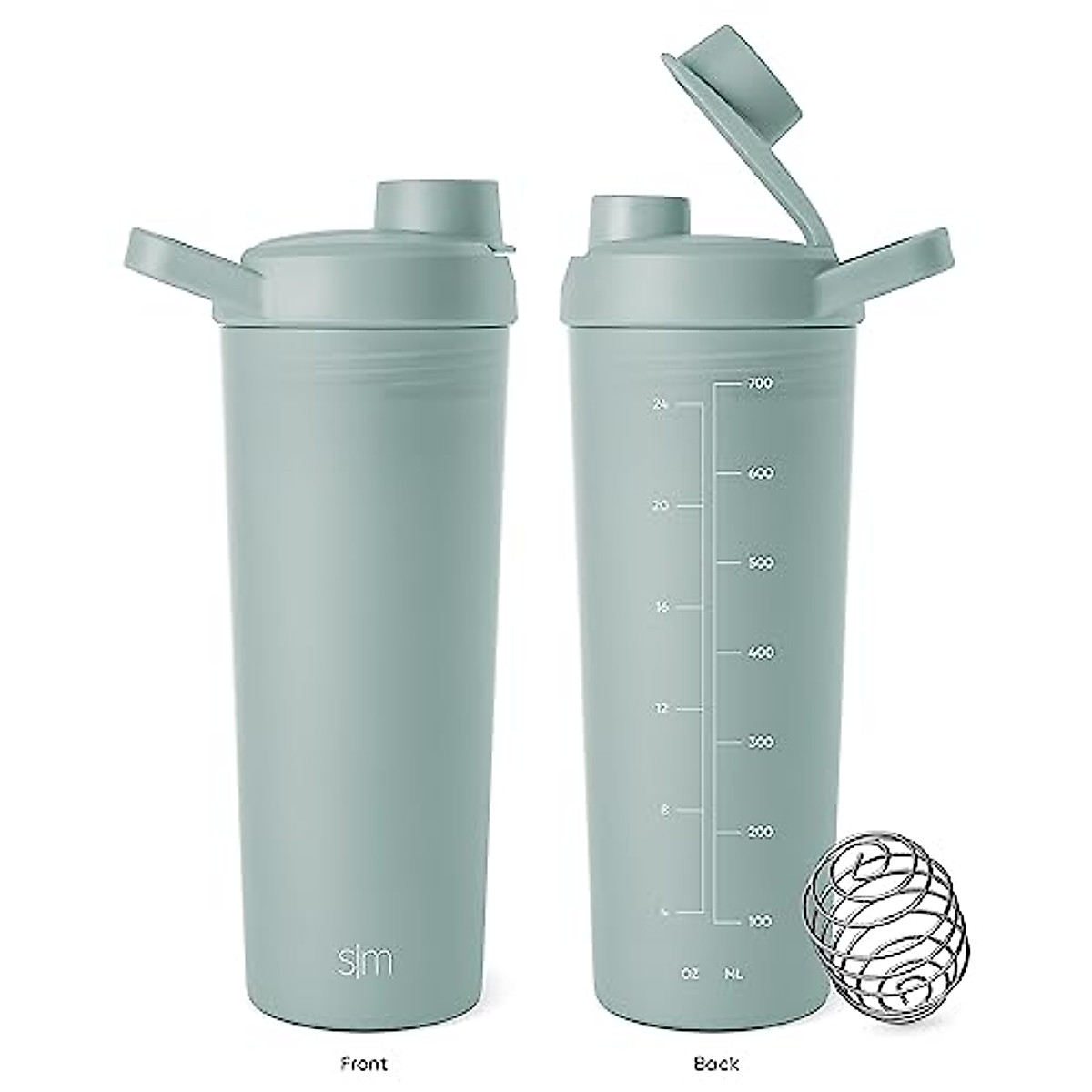 Simple Modern Plastic Protein Shaker Bottle with Ball 24oz | Shaker Cup for Protein Mixes, Shakes and Pre Workout | Rally Collection | Sea Glass Sage