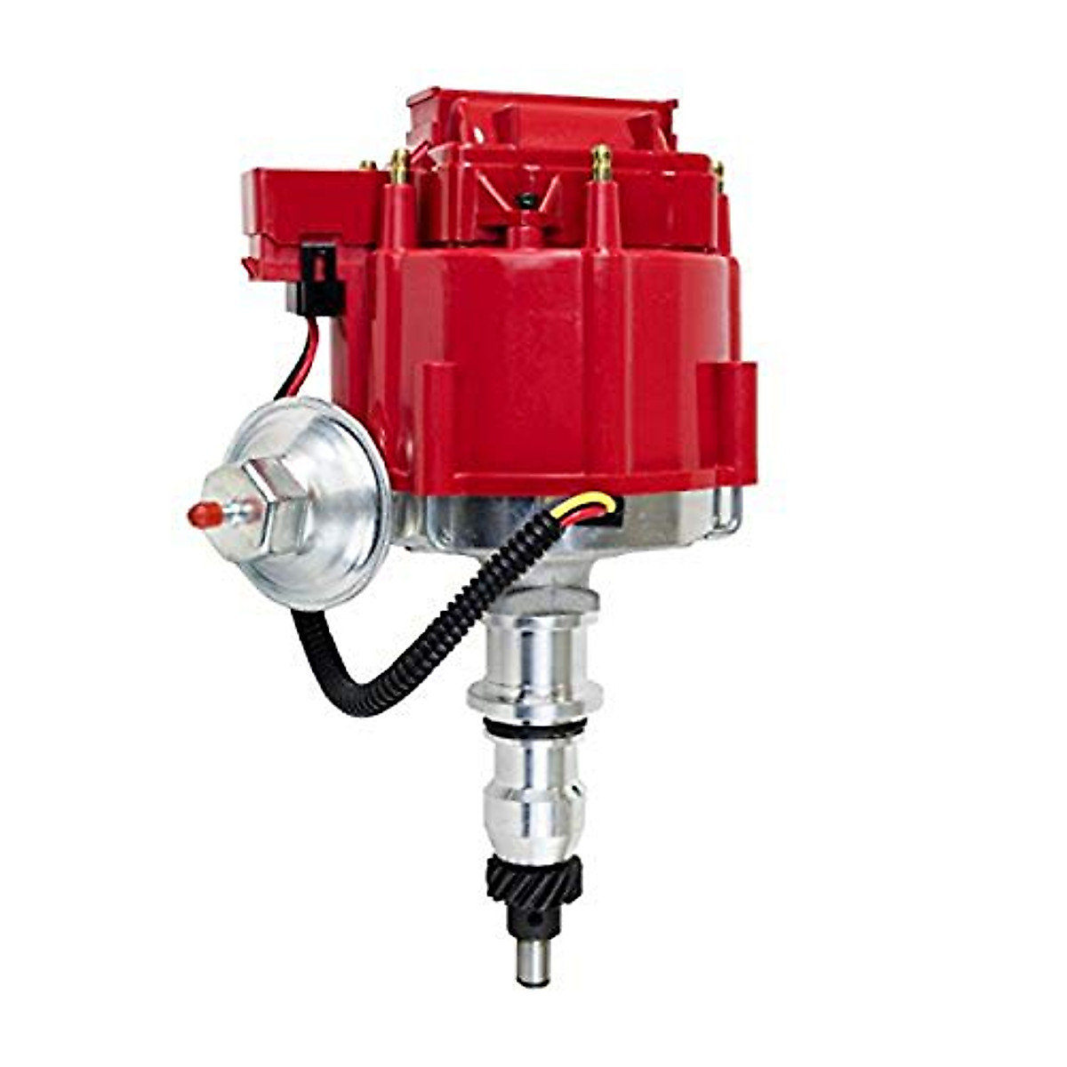 A-Team Performance - HEI Complete Distributor 65K Coil - Compatible with Ford F100 F150 F250 E100 E150 Straight 6 Cylinders 240 300 One Wire Installation Red Cap