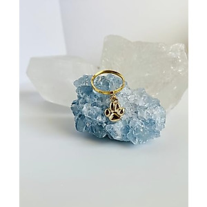 14K Gold-Filled Puppy Paw Charm Ring, 14K Gold-Filled Ring, Smooth Textured Thin Band, Animal Pet Lovers Gift, Jewelry Inspirations