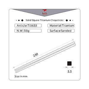Keith Titanium Ti5633 Solid Square Handle Chopsticks with Aluminum Case (Grey) ●●●●●●● Keith's 18th Anniversary: Exclusive Price!