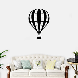 Hot Air Balloon Metal Wall Art, 3D Silhouette Decoration of Living Room, Stylish Metal Wall Hanging Black Decoration, Suitable for Home Decoration of Restaurant Coffee Shop