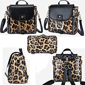 ZiMing 4Pcs Small Backpacks and Purses for Women Handbags Set​ Leopard Print PU Leather Satchel Shoulder Crossbody Bag Wallet Clutch-Gray