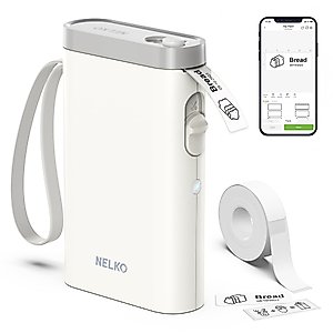 Nelko Label Maker Machine with Tape, P21 Portable Bluetooth Label Printer, Wireless Built-in Cutter Sticker Maker Mini Label Makers with Multiple Templates for Organizing Storage Office, Light Yellow