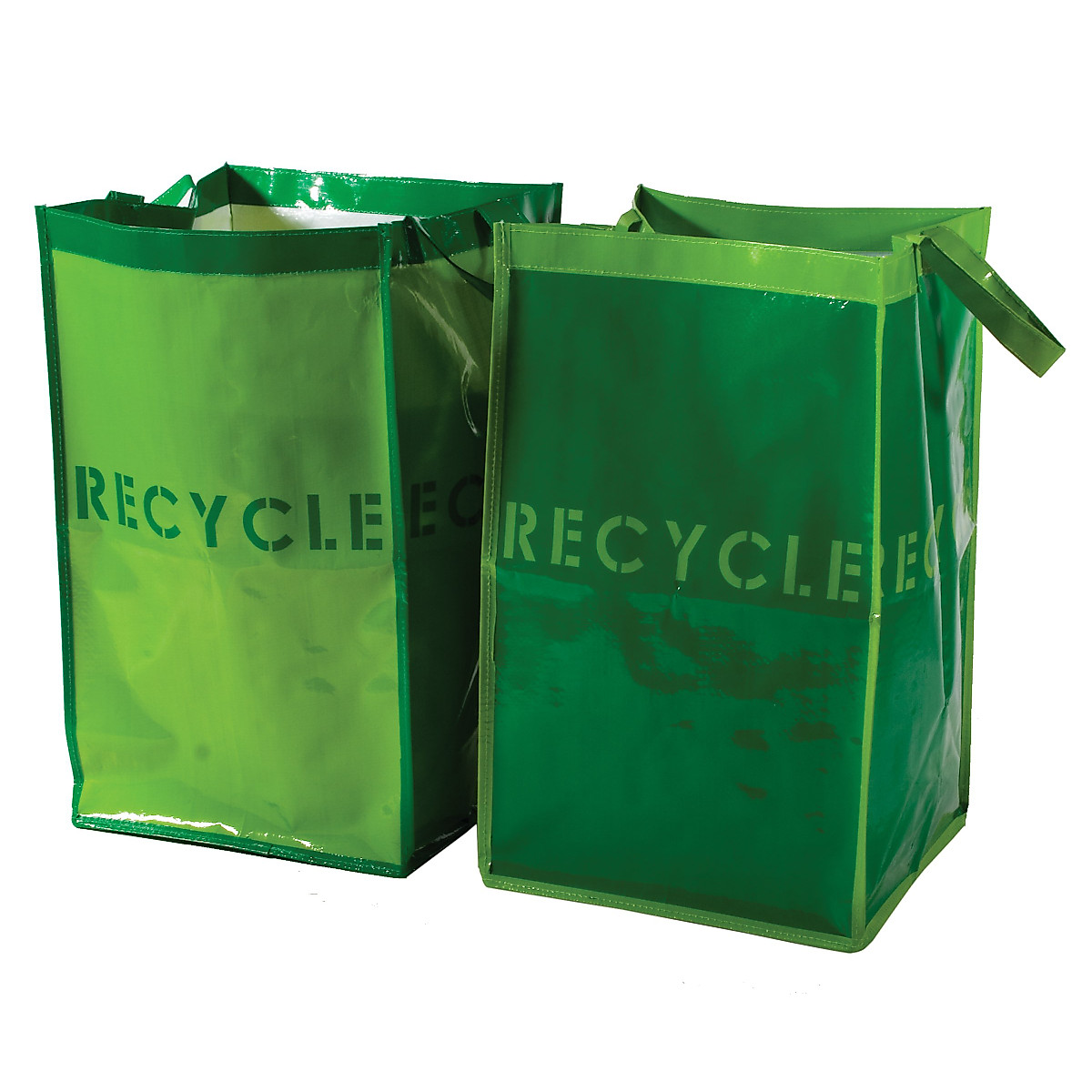 Great Useful Stuff Set of 2: G.U.S. Recycle Bins for Home and Office - Waterproof, Tall with Extra Sturdy Handles. Durable, Washable, Affordable Recycle Bags