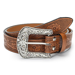 Eohak Western-Belt-for-Women-Cowgirl, PU-Leather-Waist-Belts with Vintage-Carved-Buckle and Tips-Ends for Jean Dress