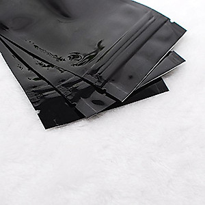 100 Glossy Black Two-Sided Aluminum Mylar Zip-Lock Flat Style Bags Outer Size 7.5x10cm (3x4")
