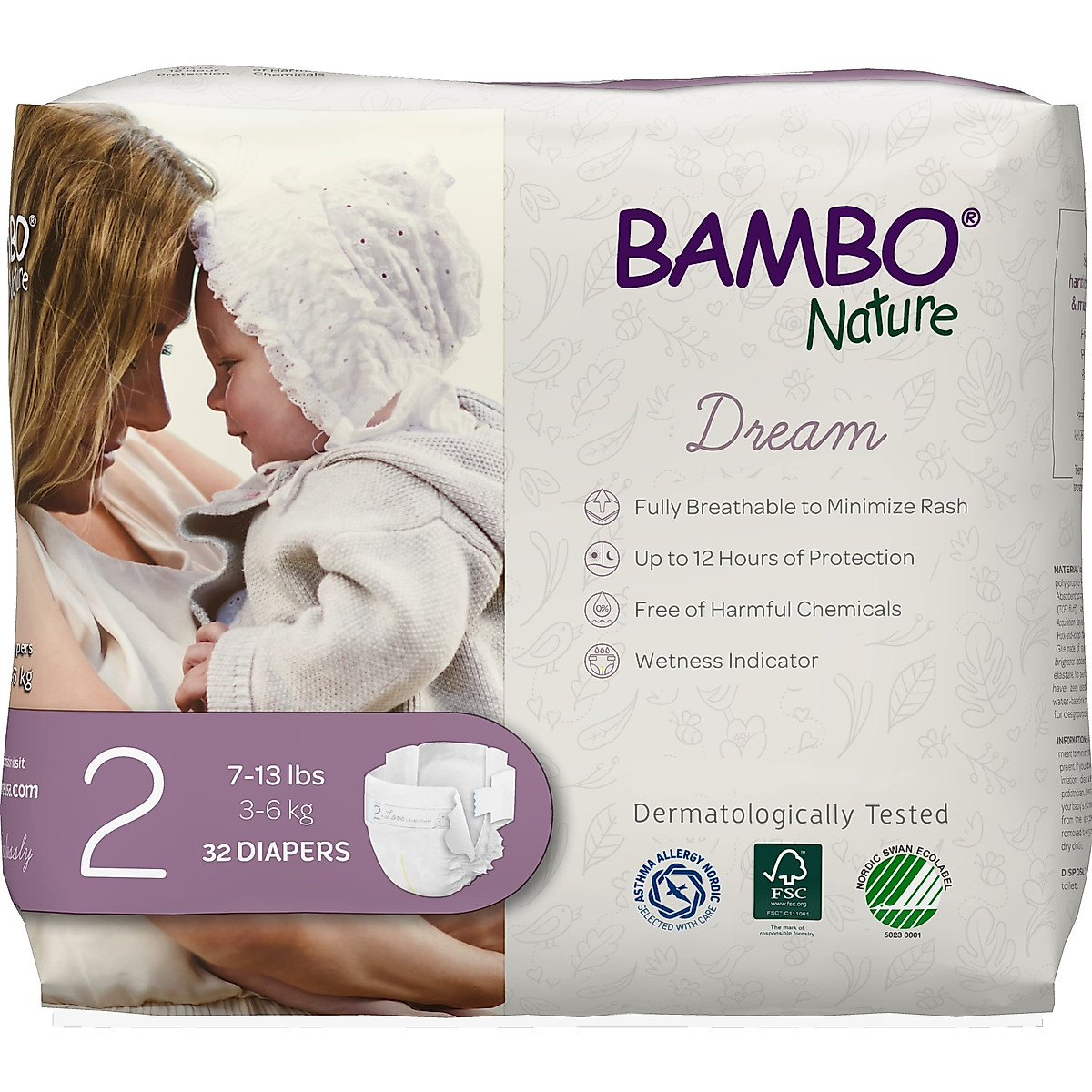 Bambo Nature Premium Baby Diapers (SIZES 0 TO 6 AVAILABLE), Size 2, 32 Count