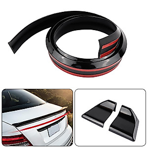 4.9Ft Car Rear Spoiler - 3D Glossy Roof Spoiler Trunk Spoiler Lip Car Exterior Accessories - Punch-Free Installation - Universal Side Skirt Tail Fin Spoilers for Cars Trucks SUVs (Black)