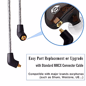 BASN High-Definition in Ear Monitor Headphones for Musicians with Detachable MMCX Earbuds; Dual Dynamic Drivers and Noise-Isolating (Brown)