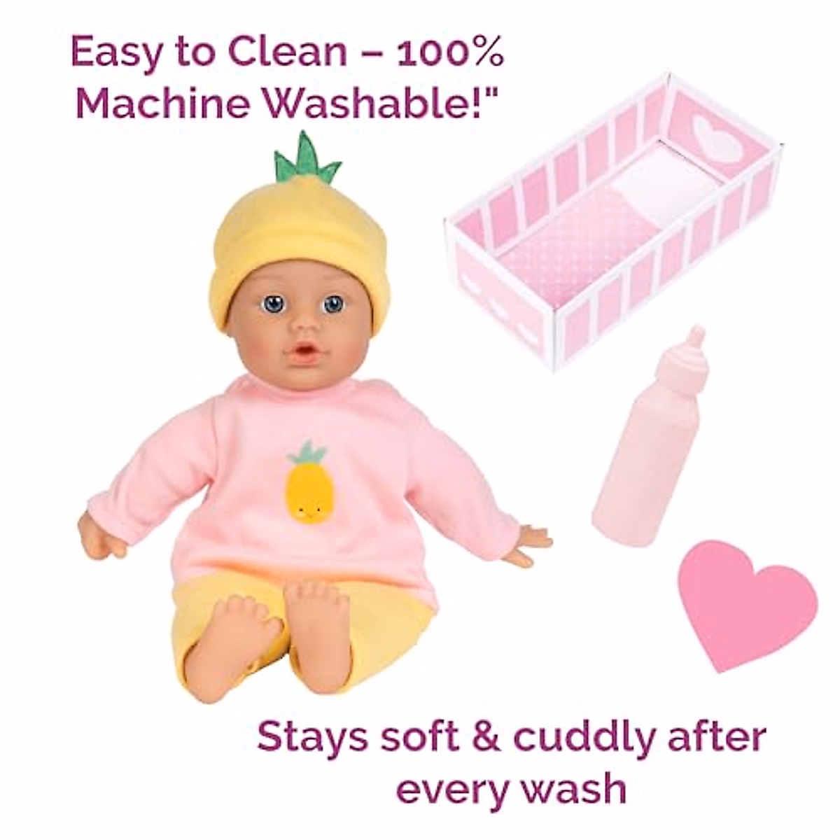 Adora Sweet Baby - 11” Soft & Cuddly Baby Doll, Realistic Features, Gentle Scent, Machine Washable, Lightweight & Easy to Hold | Adorable Playmate (Pineapple)