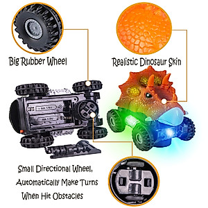 Dinosaur Cars with LED Light & Sound Dino Car Toys Car Gifts Animal Vehicles Monster Truck Playset for Boys Girls Toddles Kids Birthday Gifts Classroom Prize (3 Pack)