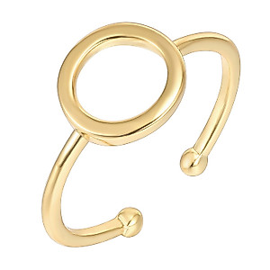 PAVOI 14K Yellow Gold Karma Open Circle Ring | Gold Plated Adjustable Rings for Women | Stackable Rings