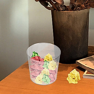 NUOBESTY Clear Desk Trash Can Small Plastic Round Wastebasket Mini Lidless Waste Paper Basket Trash Bin Garbage Container Bin for Home Apartment Office Table