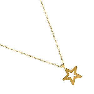 MEVARIS 14K Real Gold Pendant Necklaces - Jewelry Gifts for Women - Elegant and Dainty Pendants - Style Options are Available - 17.7" / 45 cm (Star)