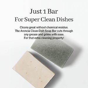 ARENCIA Super Clean Natural Dish Soap Bar – Non-Toxic, Vegan, Eco Kitchen Bar, Sustainable, Zero Waste, Plant-Based, Free of Fragrance, Cuts Through Grime, Camping, Oatmeal Dish Soap