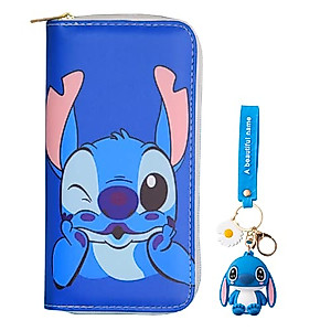 Kowckxi Cute Wallet for Men and Women, Cartoon PU Leather Purse, Clutch Stylish Zip Around Wallet Card Holder, 2Pcs Set