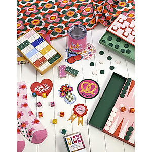 ban.do Game Night! 2-in-1 Checkers and Backgammon Board, Checkers Board Game and Backgammon Set for Adults Includes Duo Board, 30 Checkers, 2 Dice, Pink/Red