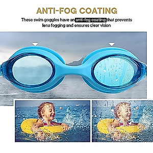 SILWARE Classic Swim Goggles, Colorful Silicone Swimming Goggles, Anti-Fog & Anti-UV, for Adult & Youth, with Waterproof Bag (Blue)
