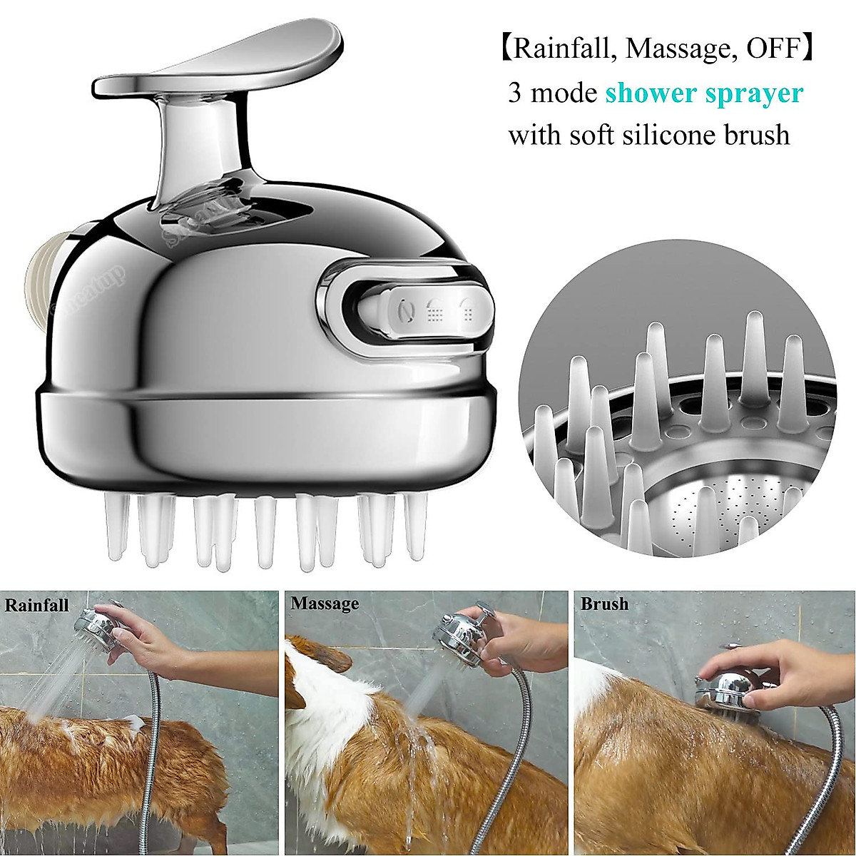 Sneatup Pet Shower Set with 8.2ft Hose for Bathroom Shower Arm (Suction Holder)