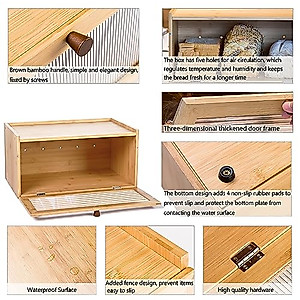 ETMI Bamboo Bread Box for Kitchen Countertop-Large breadbox Wooden Clear Bread Box with Window Bread Holder