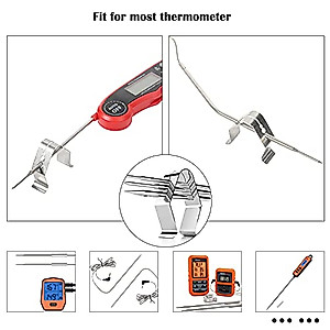 6 Pieces Grill Thermometer Probe Clip Holder for BBQ Smoker，Universal Upgraded Stainless Steel Barbecue Temp Probe Clip