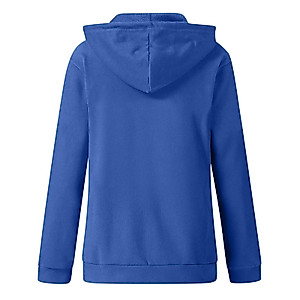 ZunFeo sweatshirts women early prime deals Zip Up Hoodie Y2k Women Long Sleeve Casual Sweatshirts Lightweight Drawstring Sweater Jackets Fall Fashion Clothes Blue L