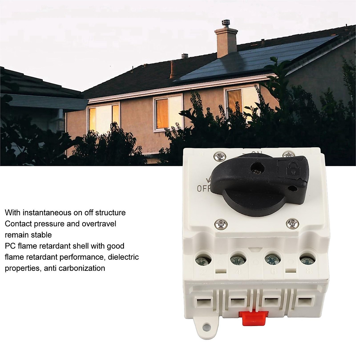 DC Solar Disconnect Switch 32A Flexible PC Housing Photovoltaic Circuit Isolator DC1000V Rated Voltage Solar Power Parts