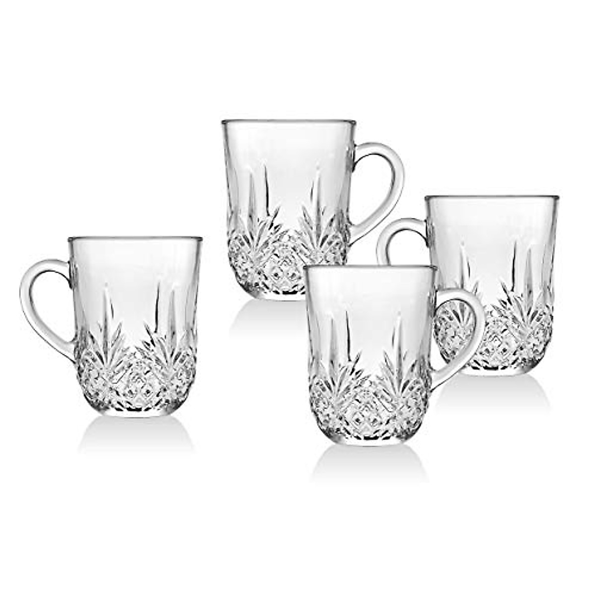 Godinger Coffee Mugs, Glass Coffee Mug Cups Set - Dublin Collection, Set of 4
