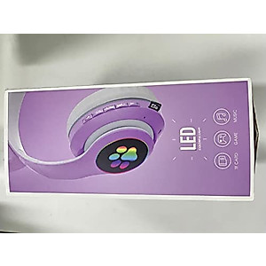 AXFEE Kids Headphones, Cat Ear Kids Bluetooth Headphones, LED Light Up Over Ear Kids Wireless Headphones with HD Stereo Sound 105dB Volume Limited, Foldable Over-Ear Headphone for PC/Pad/School-Purple