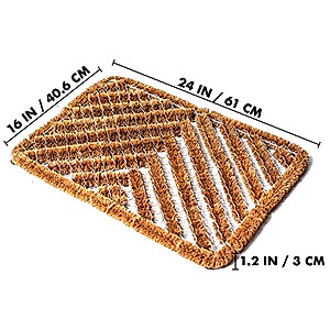 FOOTMATTERS Ninamar Natural Coir Herringbone Door Mat - 24 x 16 inch