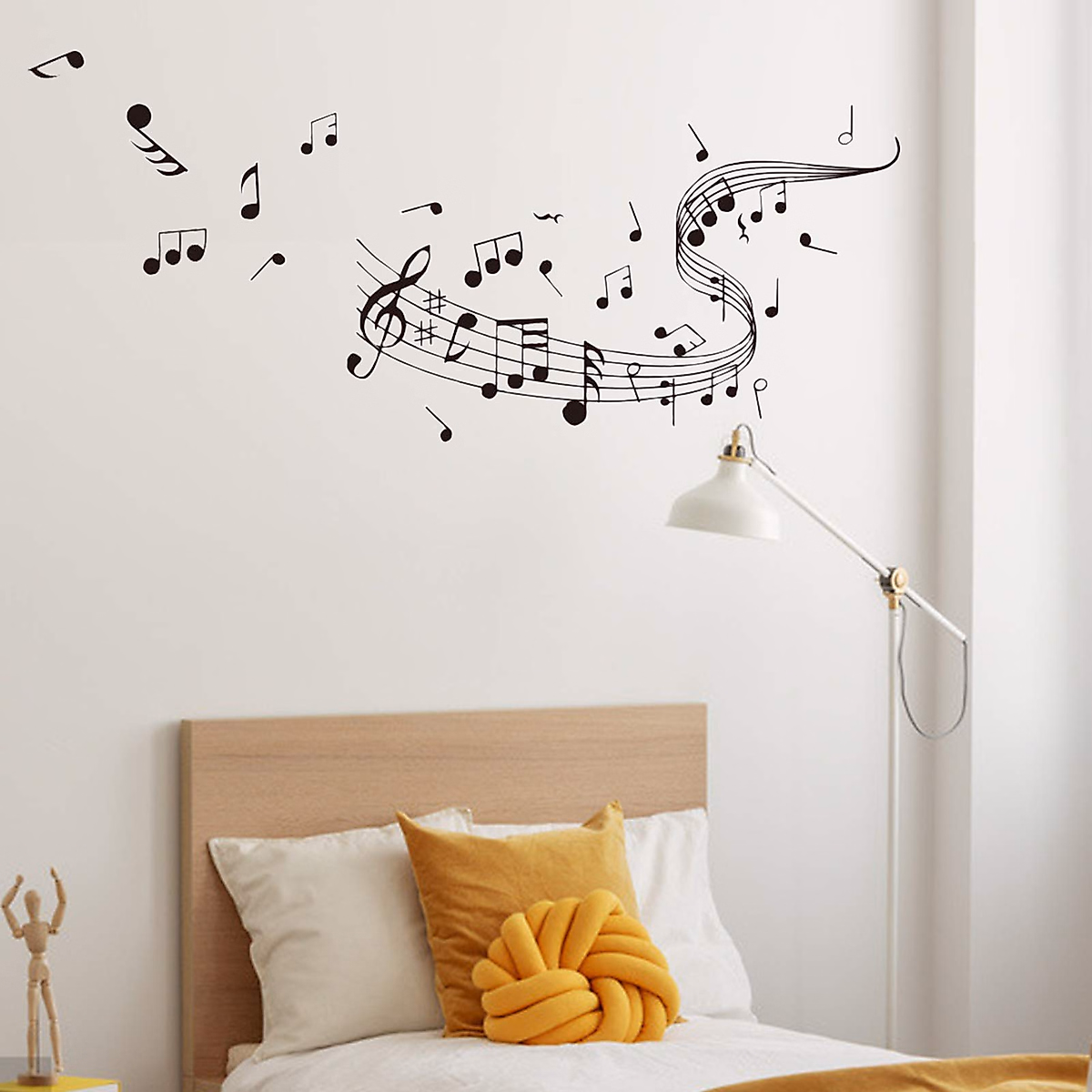 Music Notes Notation Band Wall Sticker Decal, Removable DIY Vinyl Art Mural Wallpaper Home Decor for Kids Bedroom Music & Dance Room Decorations(53×27inch / Black)